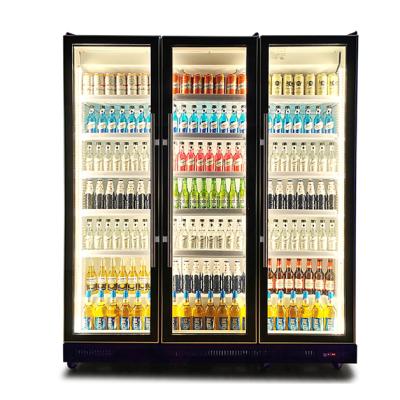 China Commercial Glass Doors Vertical Multiple Lighting Beverage Refrigeration Display Freezer Fridge for sale