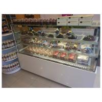 China Floor Standing Multi Shelf Right Angle Cake Refrigerated Display Freezer for sale