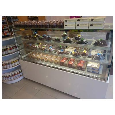 China Floor Standing Multi Shelf Right Angle Cake Refrigerated Display Freezer for sale