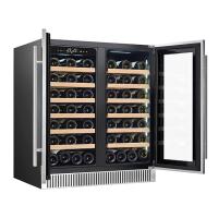China ETL Certificate 68 Bottle Independent Dual Temperature Two Glass Door Red Wine Refrigerated Storage Display Freezer for sale