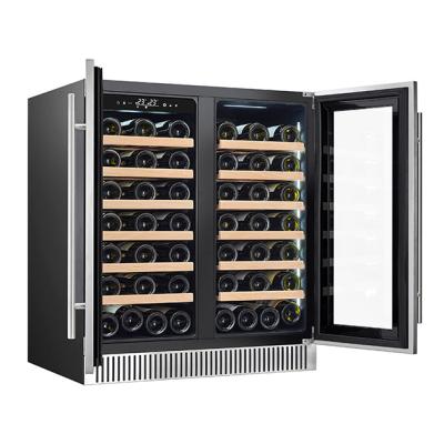 China ETL Certificate 68 Bottle Independent Dual Temperature Two Glass Door Red Wine Refrigerated Storage Display Freezer for sale