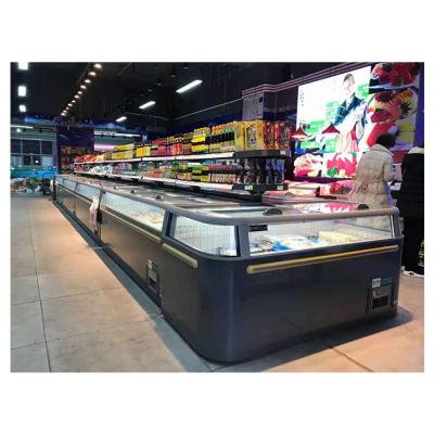 China Supermarket/Store Horizontal Large Frozen Food Storage Display Island Cabinet Refrigerator for sale