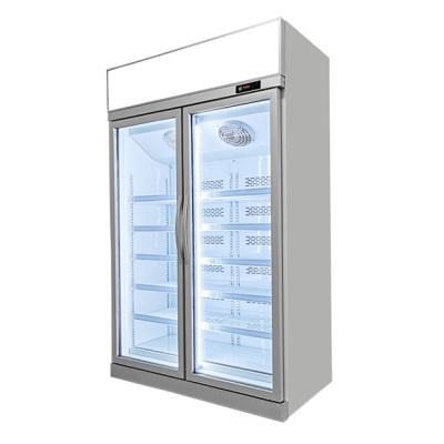China Vertical Two Glass Door Freezer For Frozen Storage Display Fridge for sale