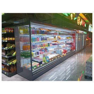 China Supermarket Right Angled Multi-Layer Built-In Imported Compressor Open Storage Display Freezer for sale