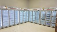 China Vertical Glass Door Display Freezer With Dynamic Cooling / Refrigerated Meat Display Showcase for sale