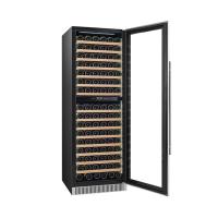 China ETL Certificate 185 Bottle Vertical Two Temperature Zone Beech Wood Shelf Red Wine Storage Refrigerated Freezer for sale