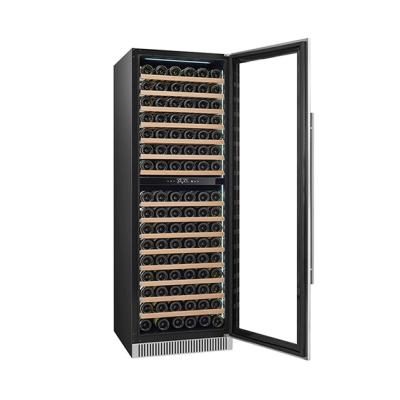China ETL Certificate 185 Bottle Vertical Two Temperature Zone Beech Wood Shelf Red Wine Storage Refrigerated Freezer for sale
