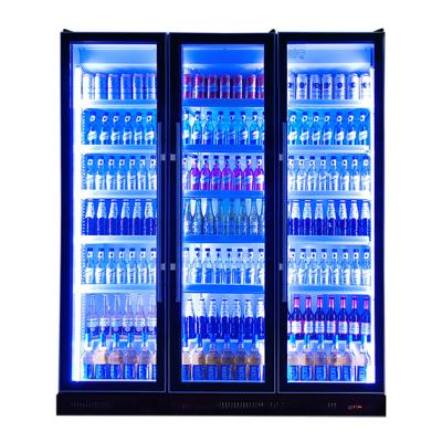 China Three Defogging Glass Doors With Adjustable Multiple LED Lights For Beverage Refrigeration for sale