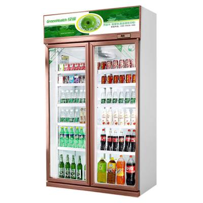China Double Glass Door Beverage Display Cooler with Auto Defrost and 1154L Volume for Commercial Use for sale