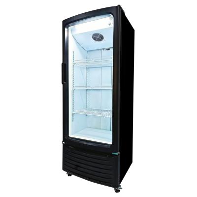 China Supermarket Single Glass Door Commercial Display Cooler Upright Chiller Fan-Cooling Beverage Refrigeration Equipment for sale