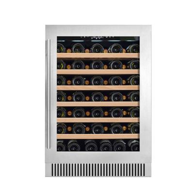 China 60 Bottles Capacity Wine Cooler with Wood Shelves and Glass Door for sale