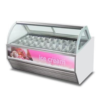 China Commercial Ice Cream Display Freezer with Adjustable Thermostat Stainless Steel Three-Layer Anti-Fog Glass for sale