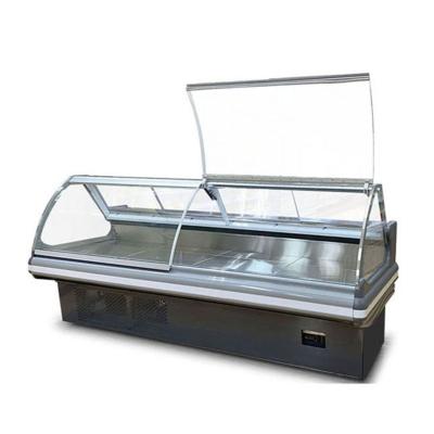 China Commercial Flip Cover Cooked Food Display Freezer with Bottom Mounted Imported Compressor and LED Lighting for sale