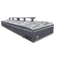 China 1040L Capacity Sliding Glass Door Island Freezer with Auto Defrost for Commercial Use for sale