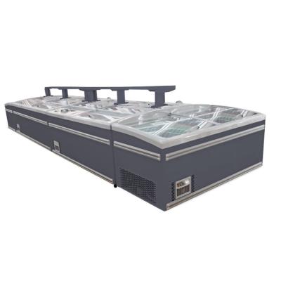 China 1040L Capacity Sliding Glass Door Island Freezer with Auto Defrost for Commercial Use for sale