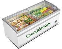 China Supermarket Deep Island Freezer For Frozen Food With Heat - Reflecting Glass for sale