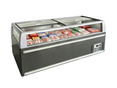 China -18~-22 Degree Supermarket Island Freezer For Meat And Fish with transparent glass top for sale
