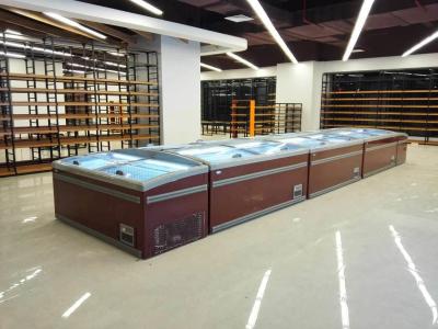 China Glass Door Combined Supermarket Island Freezer Automatic Defrost for sale