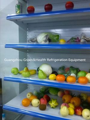 China Fruit Display Multideck Open Chiller Fortified Wheels With Night Curtain for sale