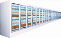 China Electric 5 Tiered Commercial Beverage Cooler Glass Door Curved Plastic Coated Steel for sale