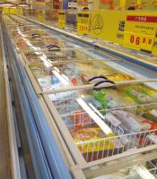 China Seafood Supermarket Island Freezer -20°C - 18°C With Sliding Glass Door for sale