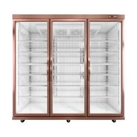 China Supermarket Merchandise Front Temper Glass Door Freezer / Beverage Showcase Refrigerator for sale