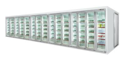 China Fan Cooling Glass Door Display Chiller Refrigerator With Back Loading For Beverage for sale