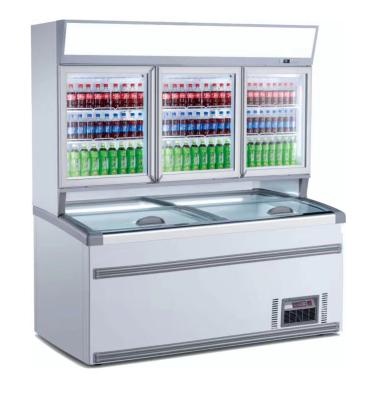China Dual Temperature Upright Combination Freezer With Top Sliding Door for sale