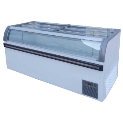 China Commercial Open Top Island Freezer With Glass Door For Supermarket for sale