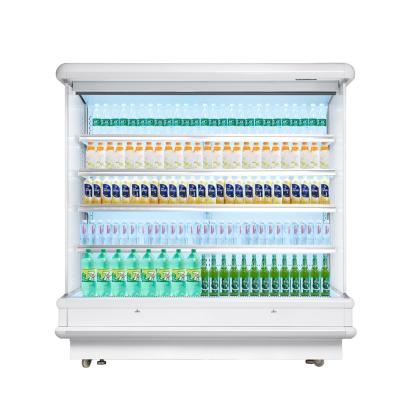 China Multideck Vertical Open Display Cooler For Milk With Optional Glass for sale