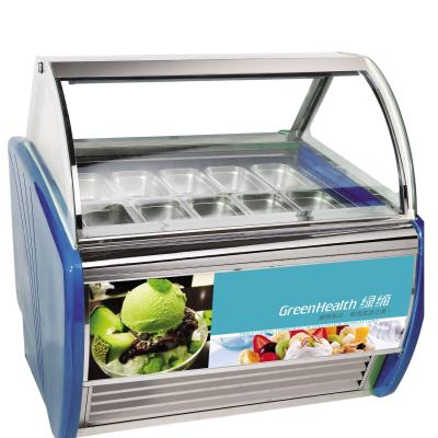 China Stable Operation Curved Popsicle Ice Cream Display Freezer Cabinet With 12 Pans for sale