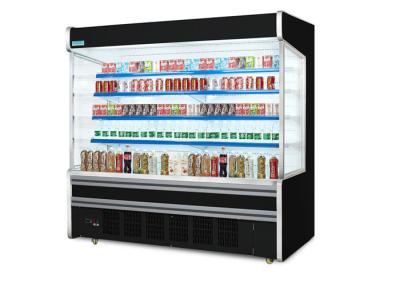 China Hypermarket Black Color Fruit Multideck Open Chiller Refrigeration Equipment for sale