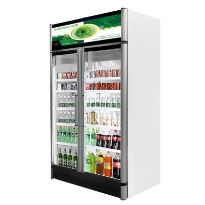 China Black Ice Cream Double Glass Door Freezer With Heater Fan Cooling for sale