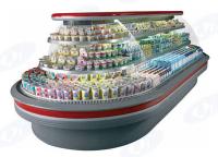 China Supermarket hypermarket color steel multideck vertical annular open chiller showcase for fresh food beverage meat dairy for sale