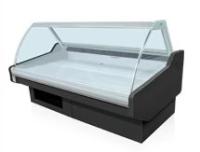 China Supermarket Curved Glass Deli Chiller Showcase Red / White / Black Color for sale