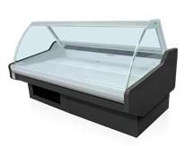 China Supermarket Curved Glass Deli Chiller Showcase Red / White / Black Color for sale