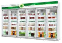 China Portable Five Glass Door Upright Display Cooler / Supermarket Beverage Fridge for sale