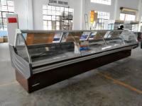 China Butchery Curved Glass Deli Food And Packed Meat Display Case Freezer for sale