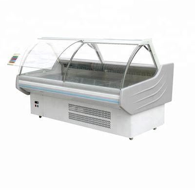 China Curved Glass Fresh Meat Deli Display Chiller Showcase With Aspera Compressor for sale