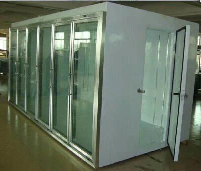 China Glass Door Back Load Cold Storage Room Chiller For Benverge Fan Cooling for sale