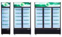 China Double Layer Single Glasses Door Upright Display Freezer For Water And Drink Chiller Promotion for sale