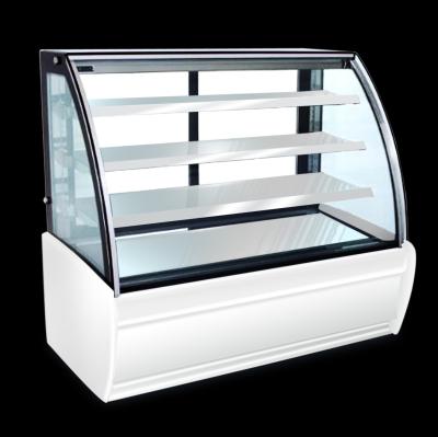 China Curved Glasses Door Cake Display Freezer With 2+1 Layers Decks for sale