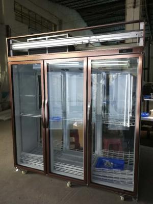 China Front and back open doors with 5 layers Upright Display Freezer / Water Drink Milk Tea Refrigerator for sale