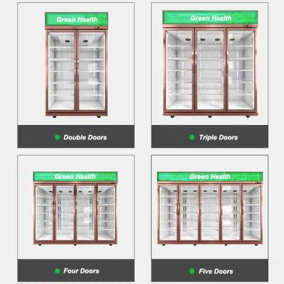China R134 Upright Supermarket Commercial Glass Door Refrigerator for sale