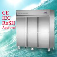 China Commercial Stainless Steel Upright Freezers 6 Doors with universal wheel For Restaurant for sale