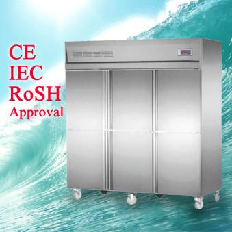 China Commercial Stainless Steel Upright Freezers 6 Doors with universal wheel For Restaurant for sale