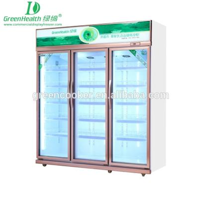 China Upright Supermarket Commercial Glass Door Refrigerator Visicooler Showcase For Juice for sale
