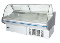 China Butchery Curved Glass Deli Food And Packed Meat Display Case Freezer for sale