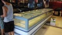 China Big Store R404a Supermarket Island Freezer White Color With Curve Glass for sale