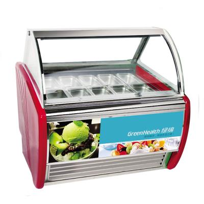 China 10Pans Single Row Ice Cream Display Freezer Showcase With Light Inside for sale